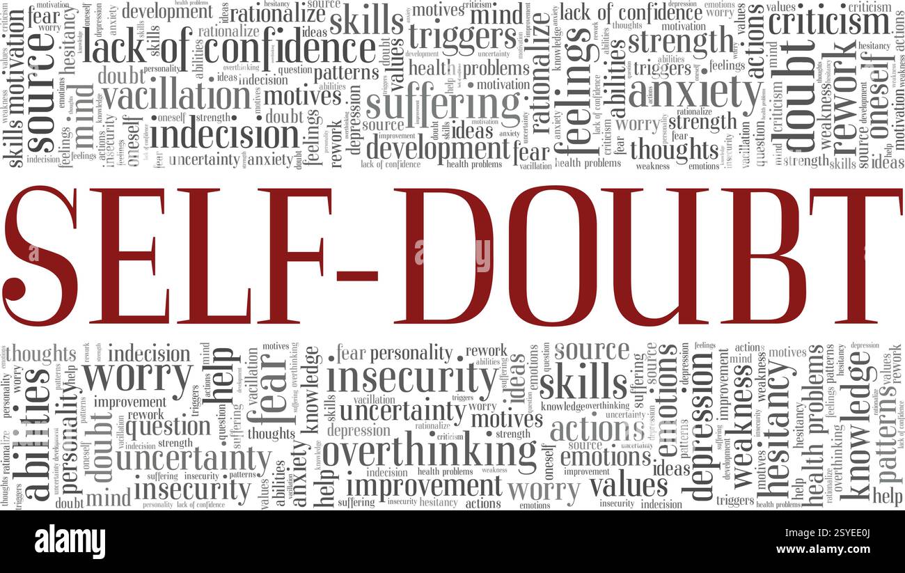 Self-doubt vector illustration word cloud isolated on a white ...