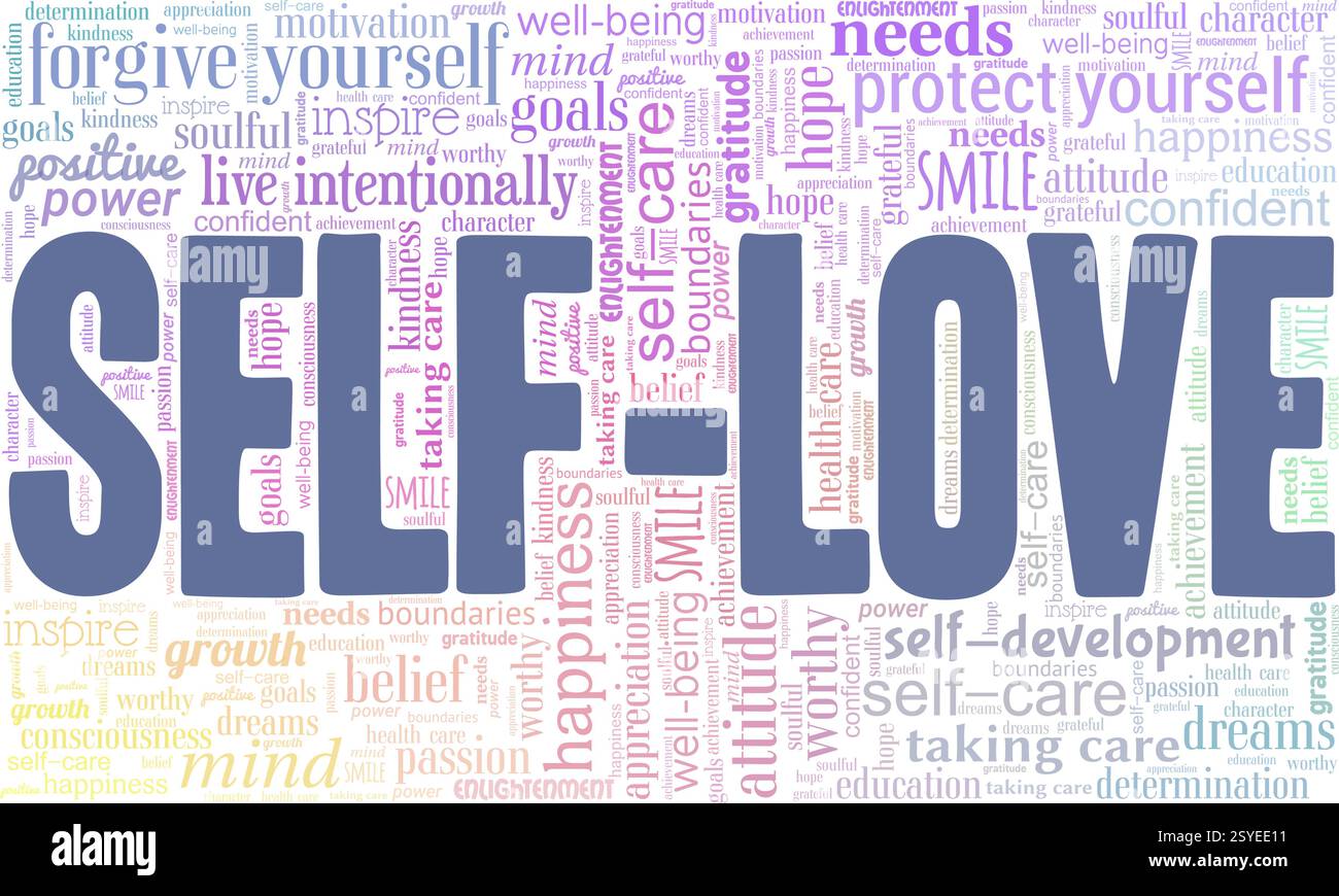 Self-love vector illustration word cloud isolated on a white background ...