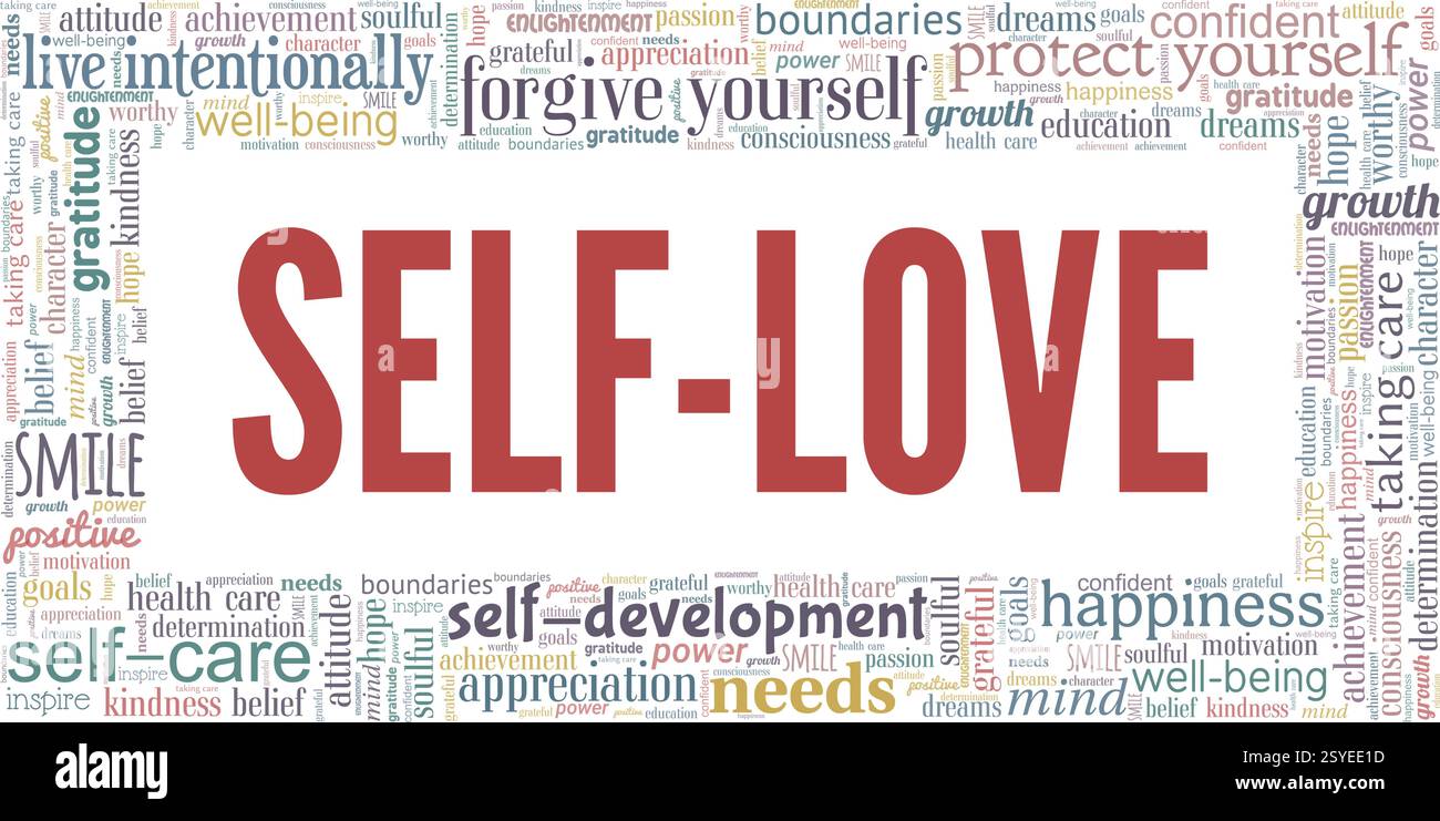 Self-love vector illustration word cloud isolated on a white background ...