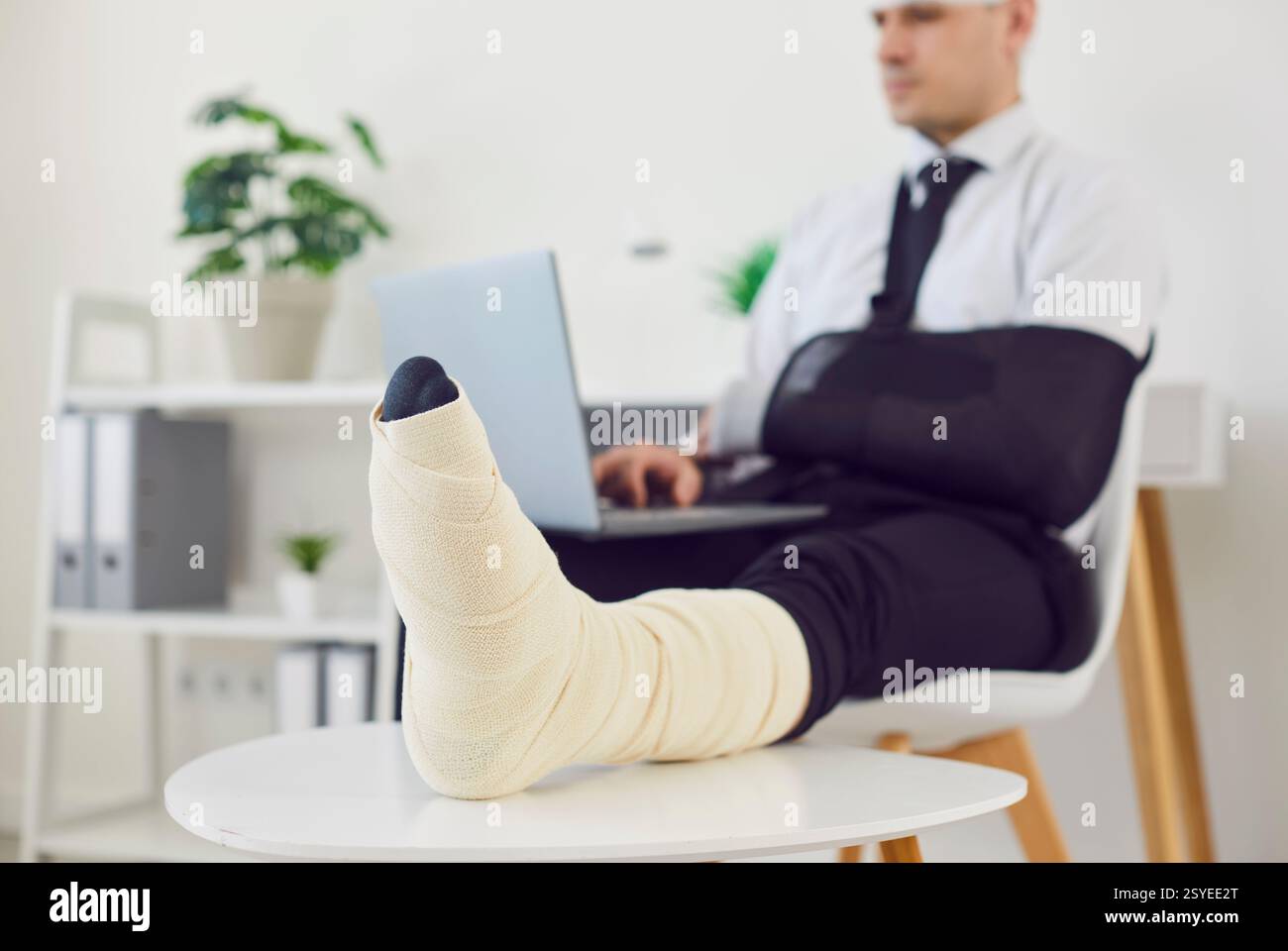 Office worker rehabilitation after serious leg, arm trauma, physical ...