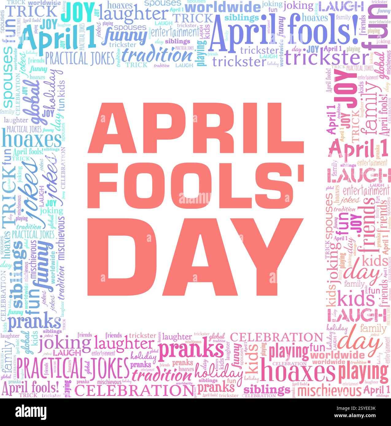 April Fools' Day vector illustration word cloud isolated on a white ...