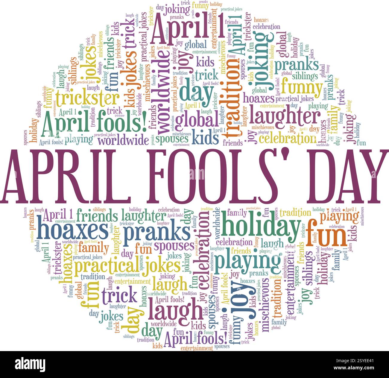 April Fools' Day vector illustration word cloud isolated on a white ...