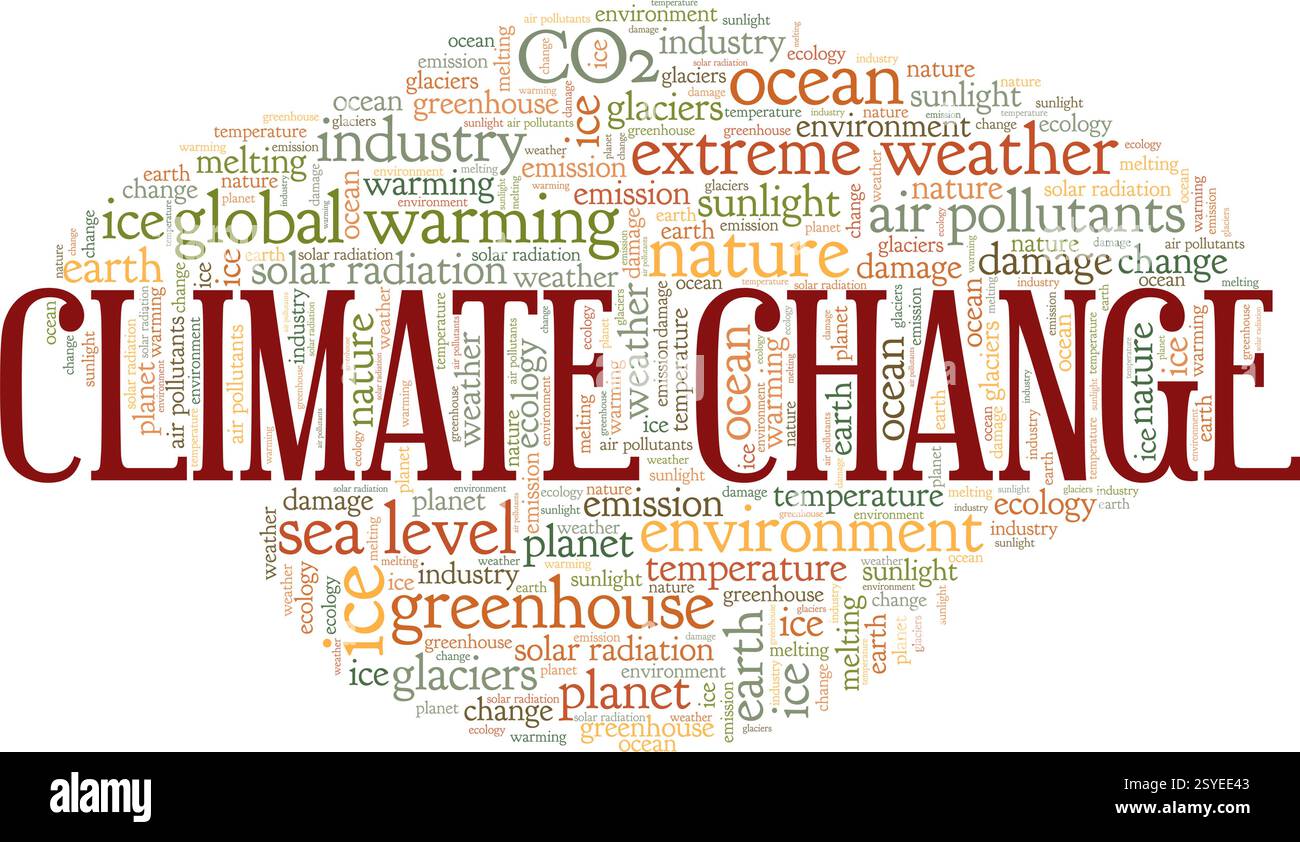Climate Change vector illustration word cloud isolated on a white ...