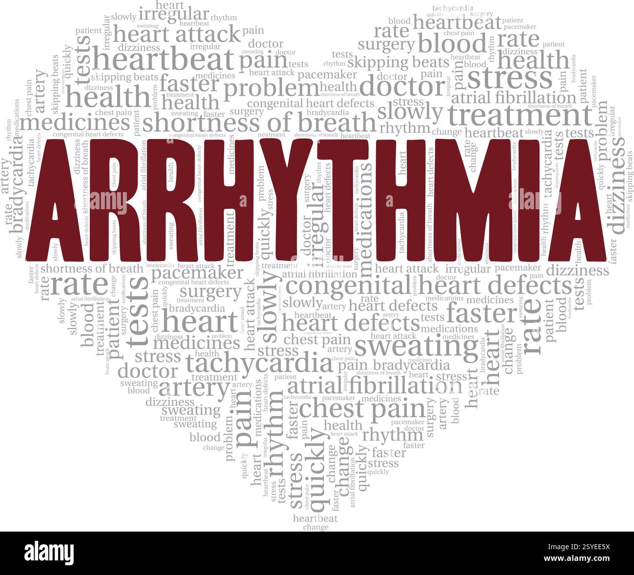 Arrhythmia vector illustration word cloud isolated on a white ...
