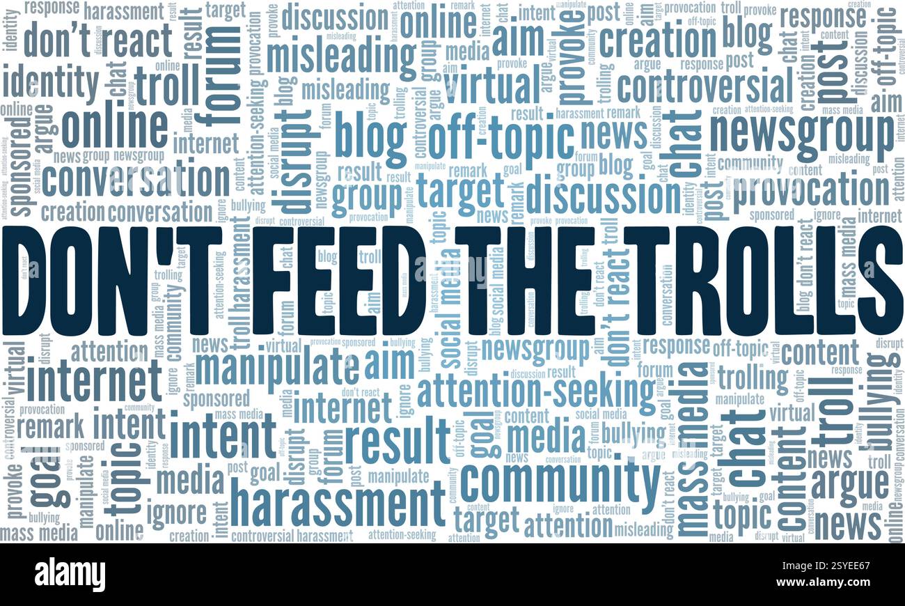Don't Feed the Trolls vector illustration word cloud isolated on a white background Stock Vector ...