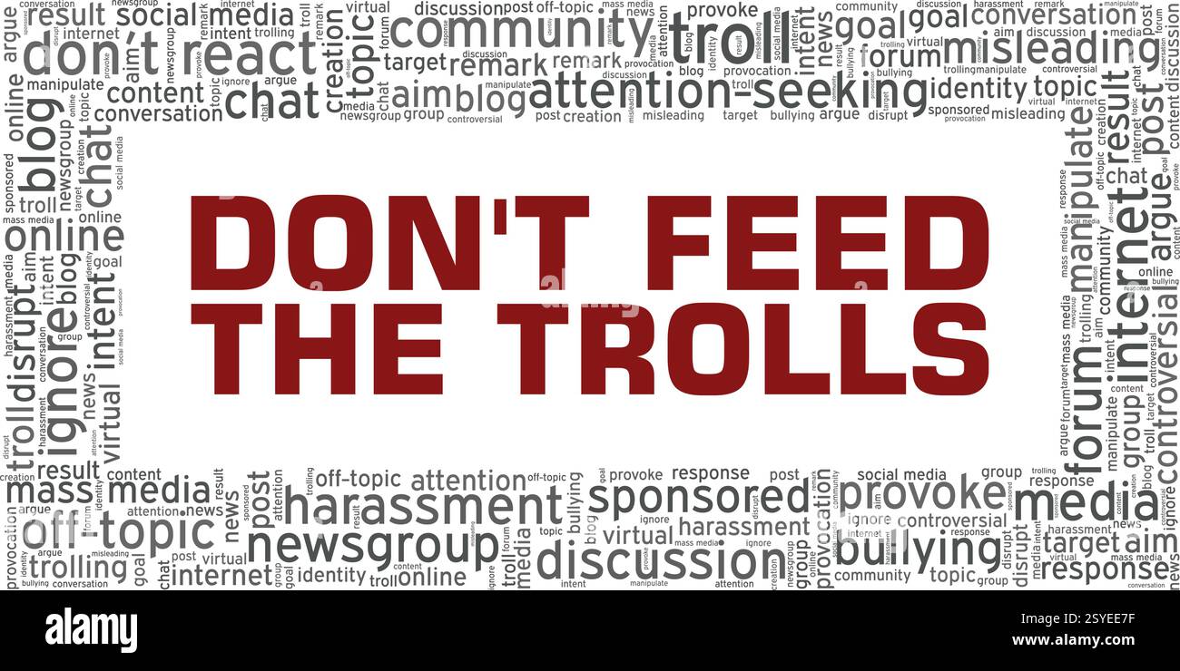 Don't Feed the Trolls vector illustration word cloud isolated on a white background Stock Vector ...