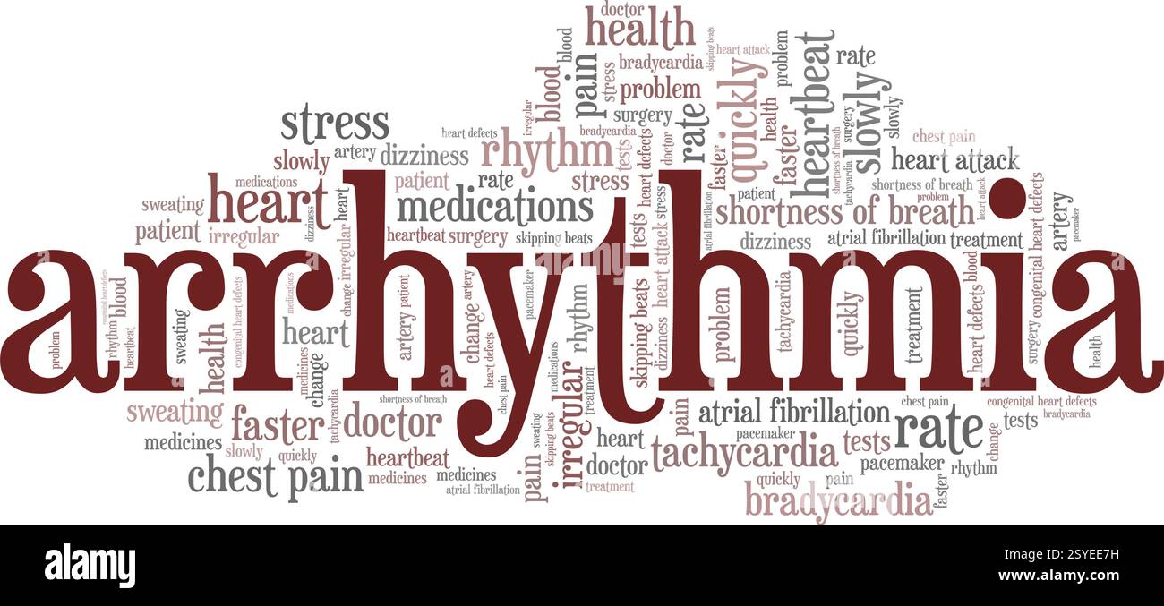 Arrhythmia vector illustration word cloud isolated on a white ...