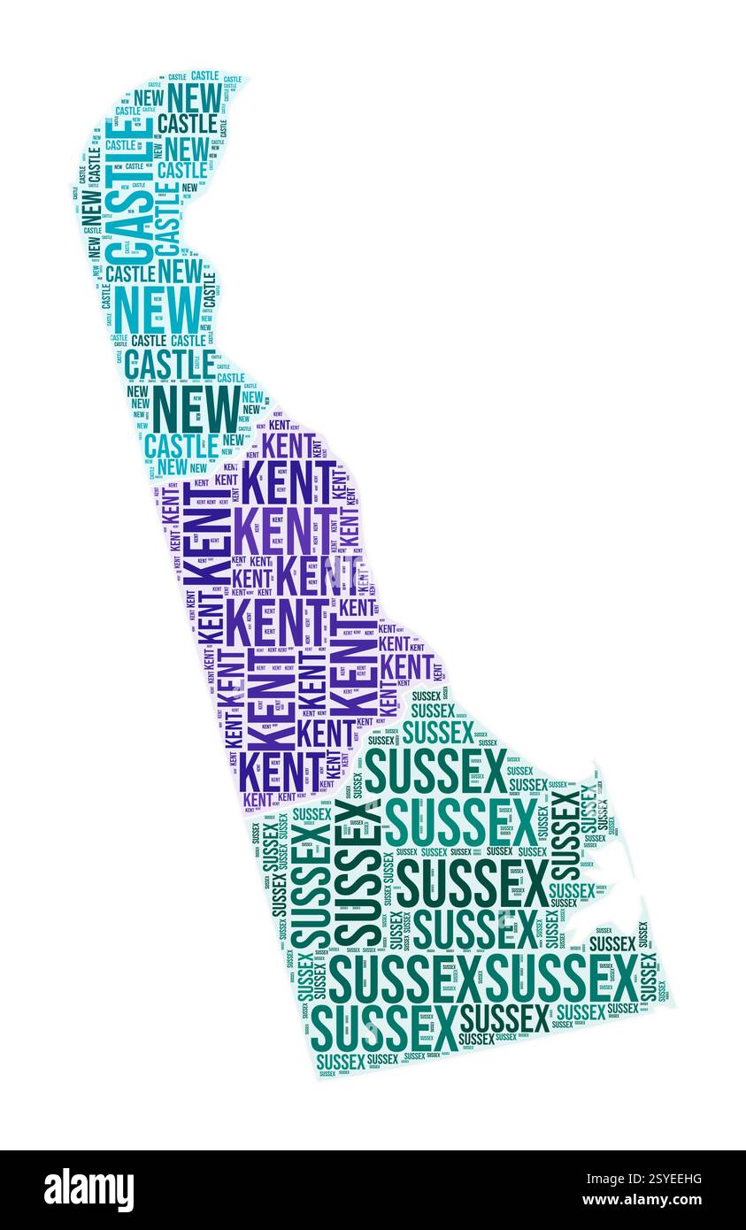 Delaware county word cloud. State shape design. Delaware colored ...