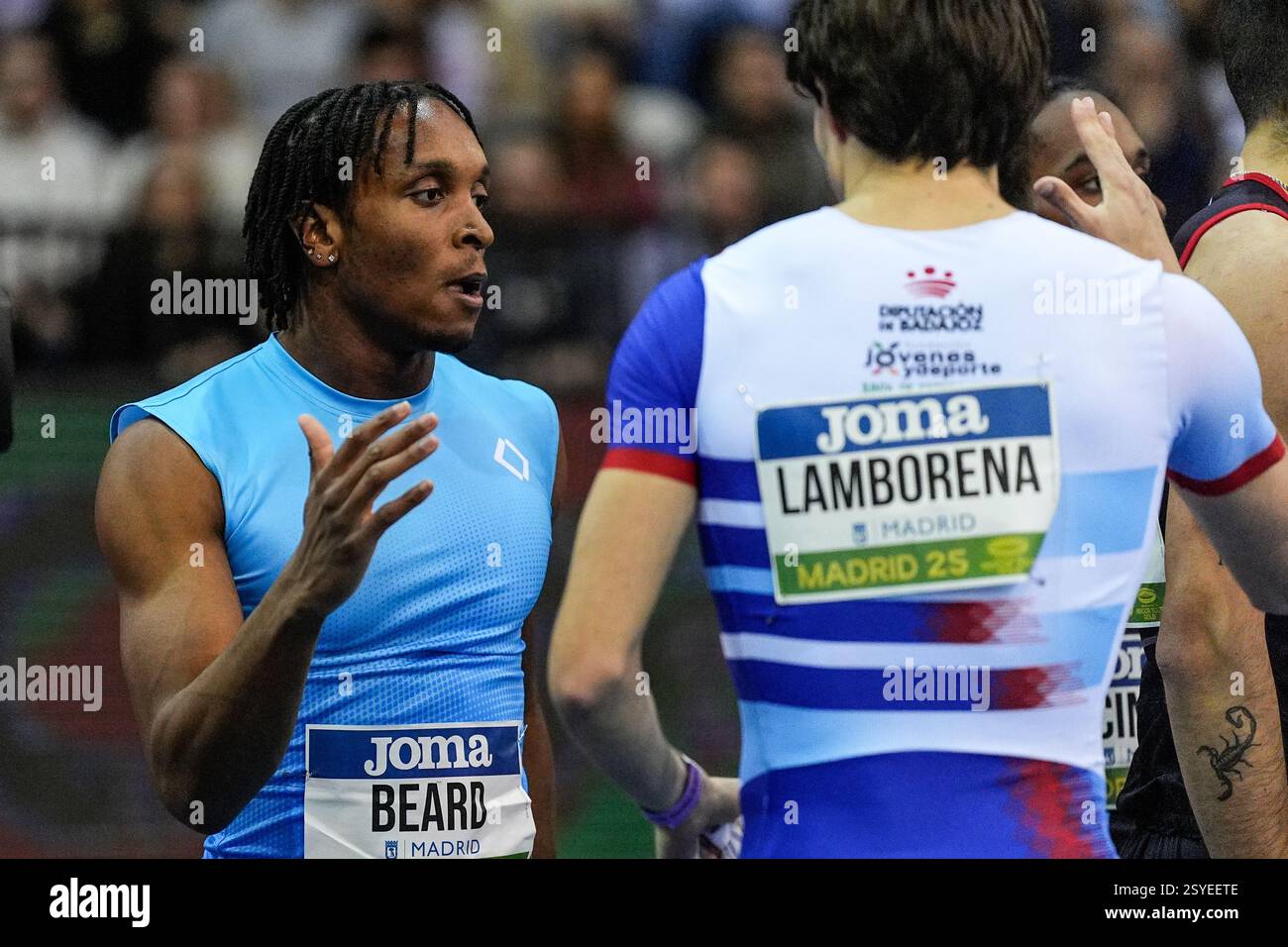 Dylan Beard of United States of America reacts after winning in the Men ...