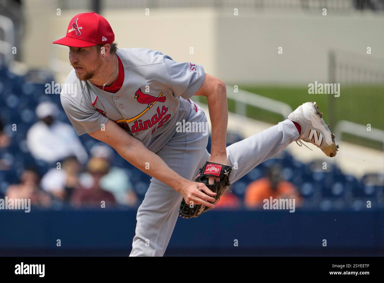 St. Louis Cardinals starting pitcher Erick Fedde throws during the ...