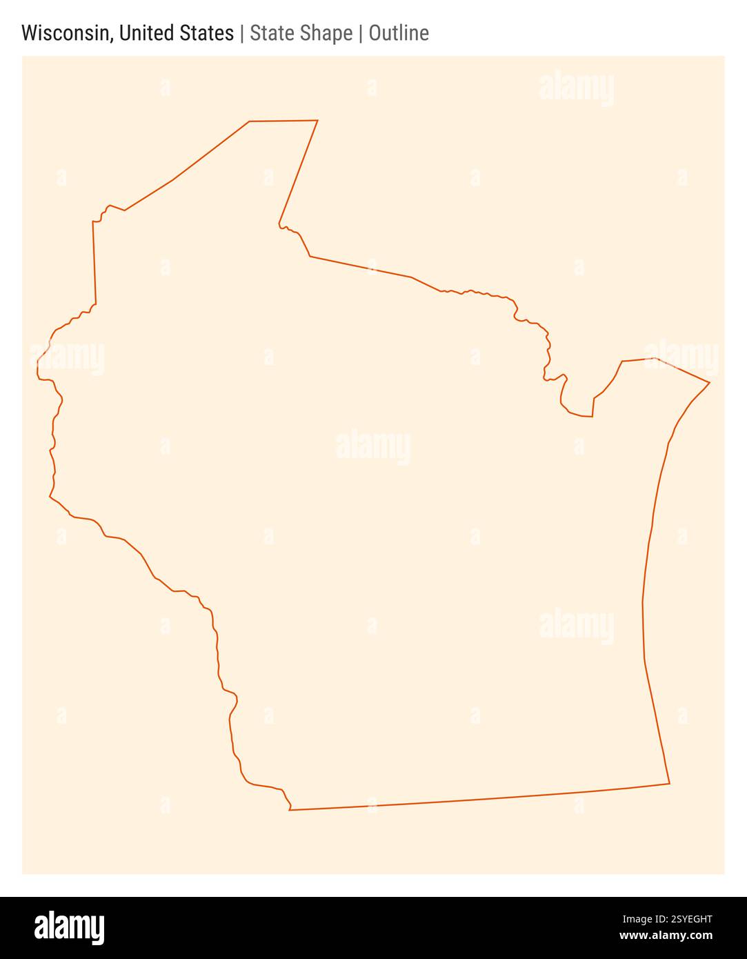 Wisconsin, United States. Simple vector map. State shape. Outline style ...