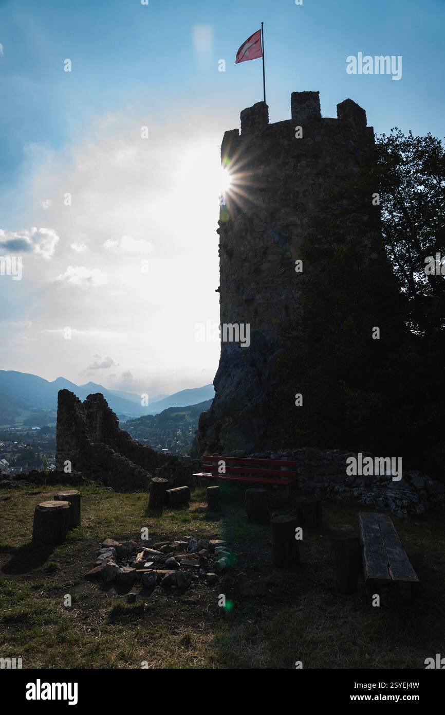 Sunstar over a Castle Ruin – Nature in the Jura Mountains Stock Photo ...