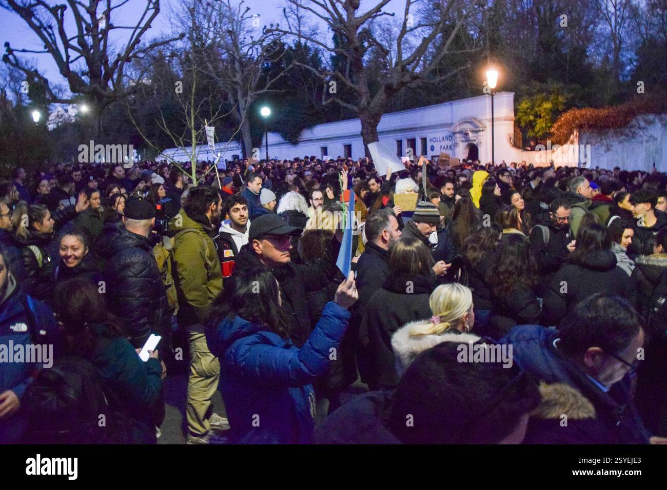 London, UK. 28th February 2025. Members of the Greek diaspora gather ...