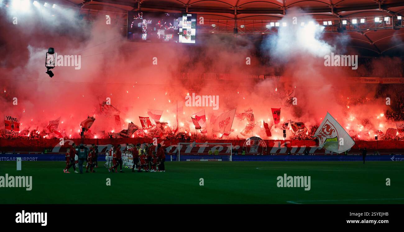 Stuttgart, Deutschland. 28th Feb, 2025. im Bild: Pyro, Pyrotechnik ...
