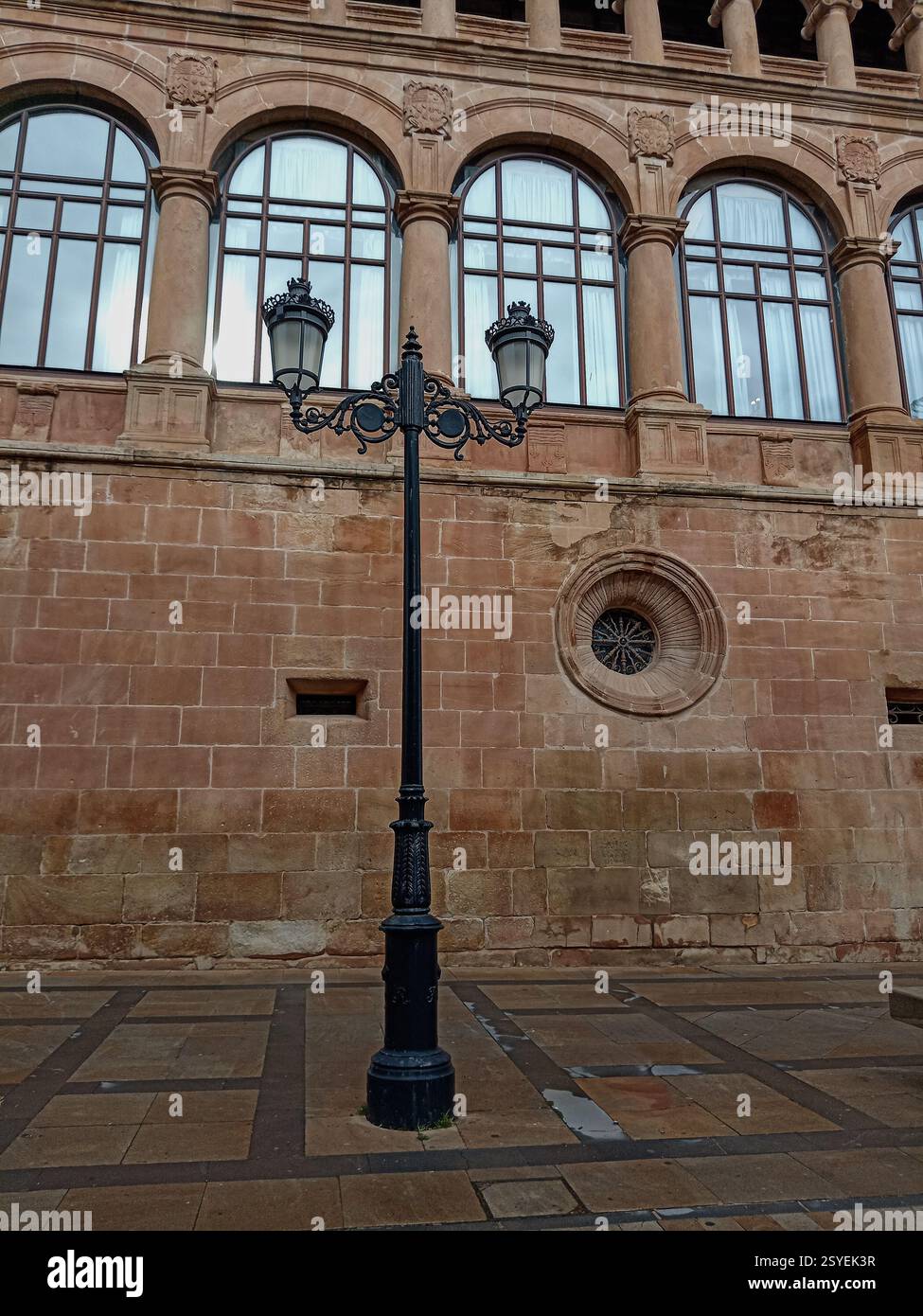 Elegant stone facade of the Palace of the Counts of Gomara in Soria ...