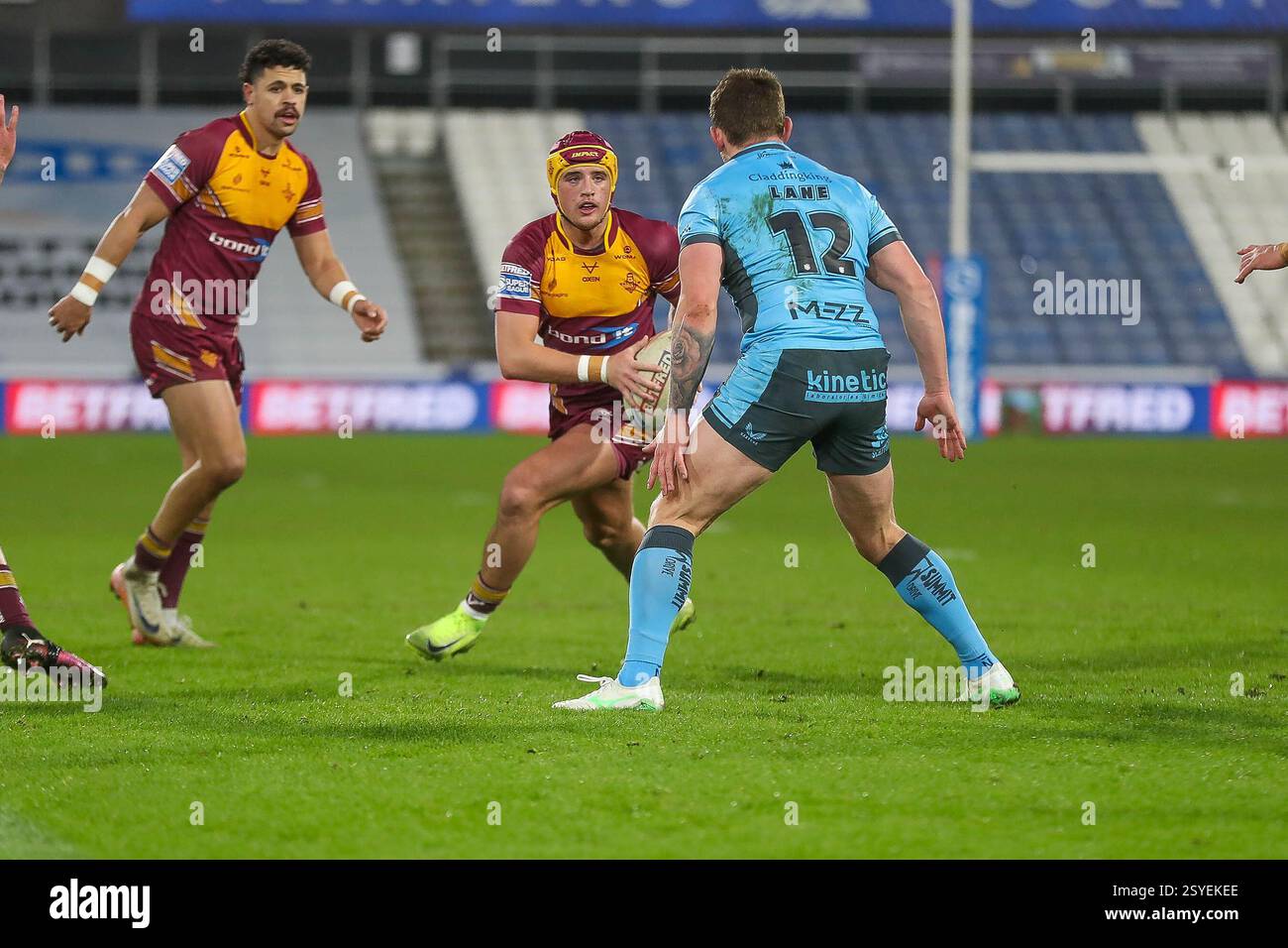 George Flanagan Junior runs at the Hull defence *** during the Super ...