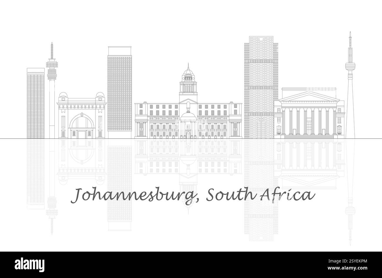 Outline Skyline panorama of city of Johannesburg, South Africa - vector ...