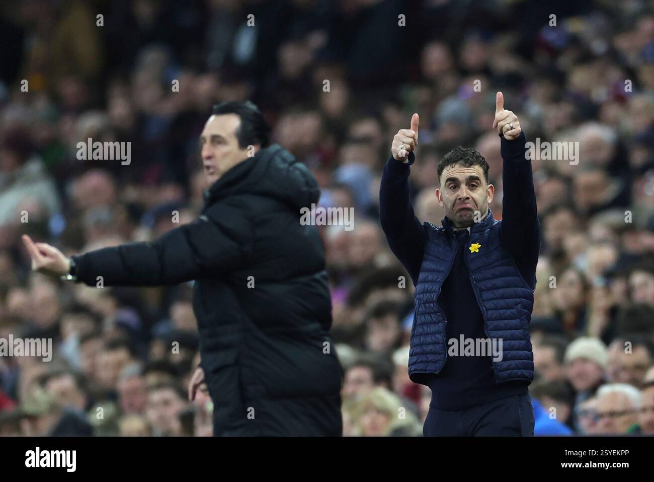 Cardiff City's head coach Omer Riza, right, and Aston Villa's head ...