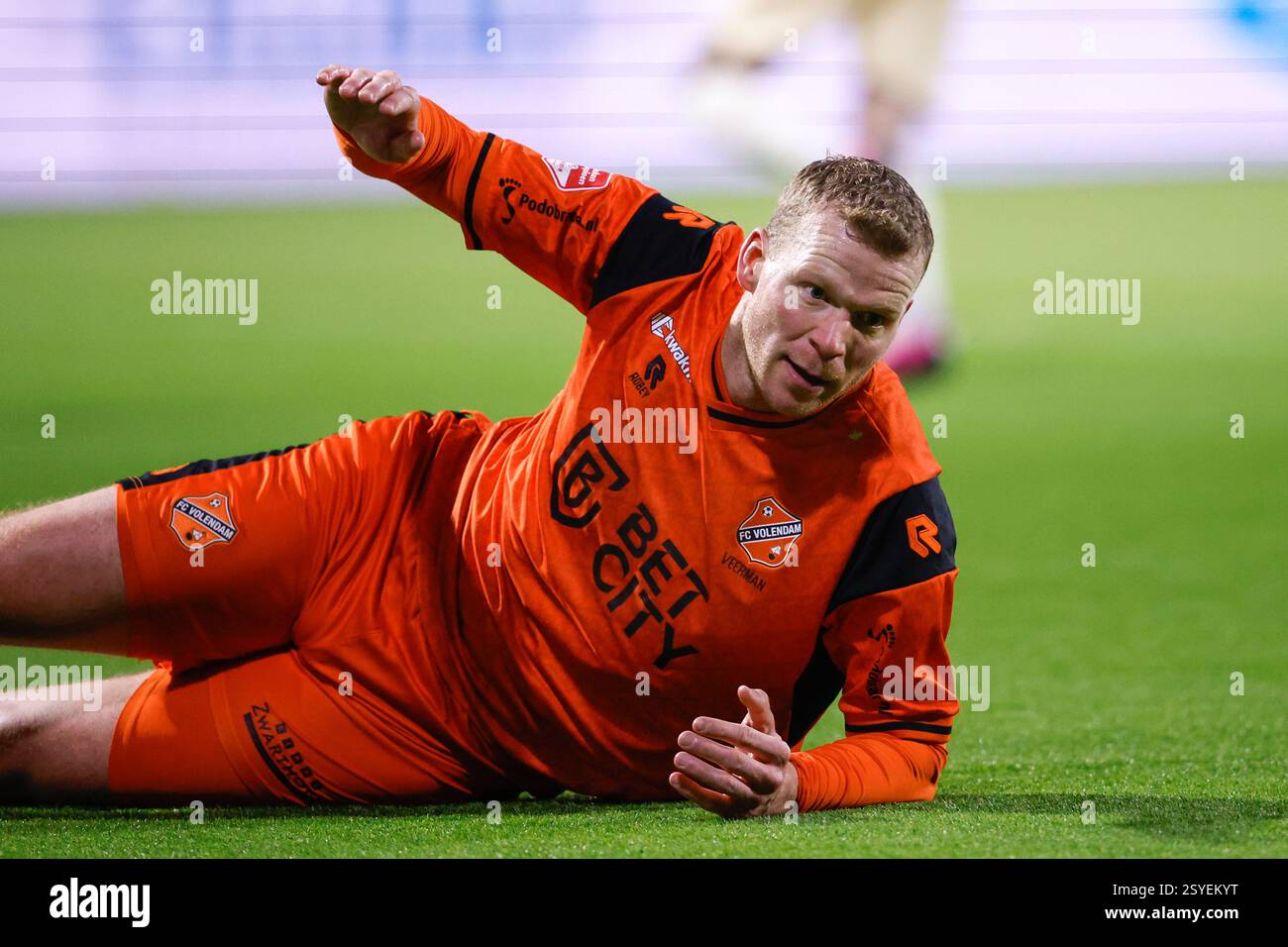 VOLENDAM, NETHERLANDS - FEBRUARY 28: Henk Veerman of FC Volendam lays ...