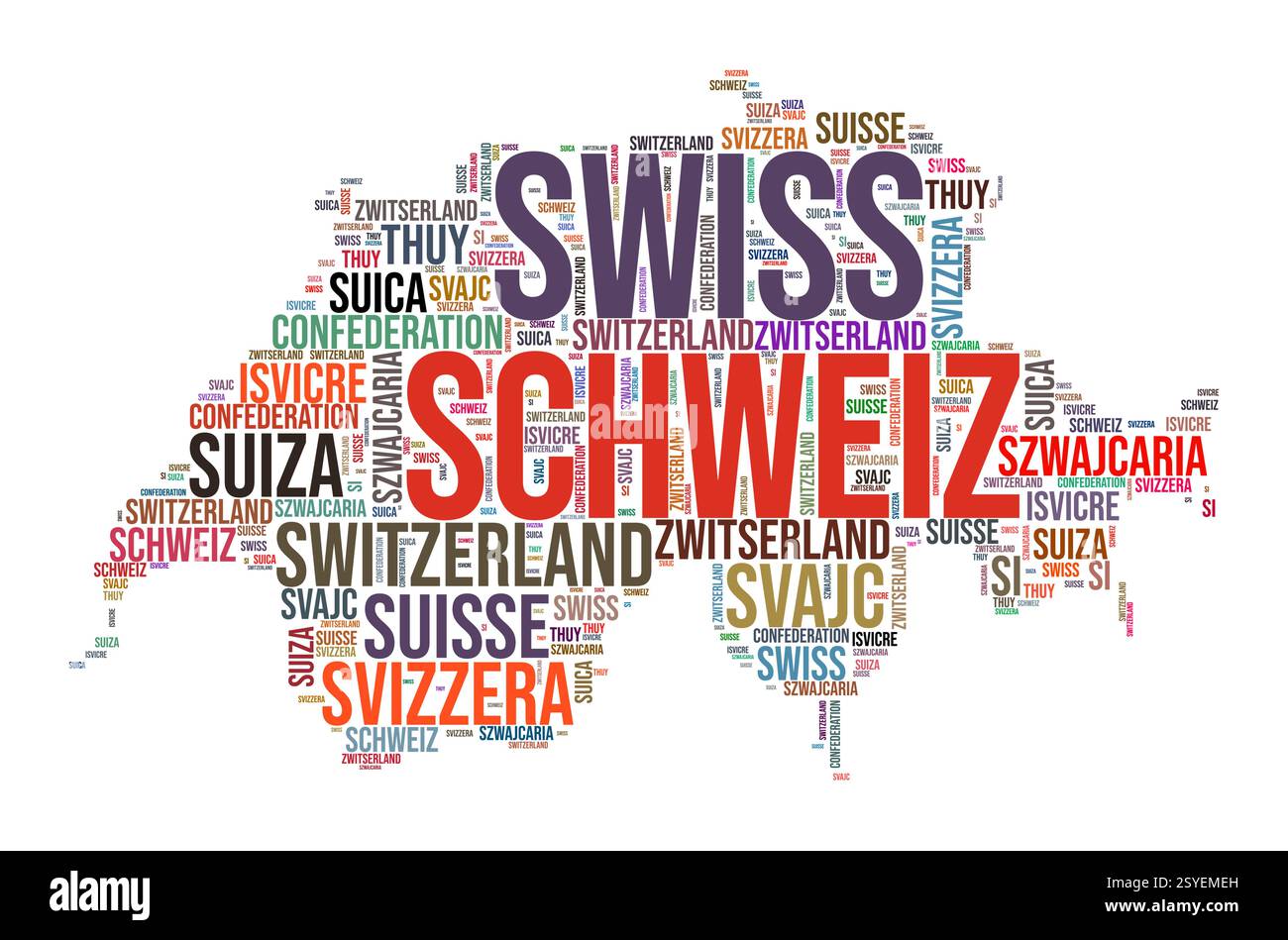 Switzerland country shape word cloud. Typography style country ...