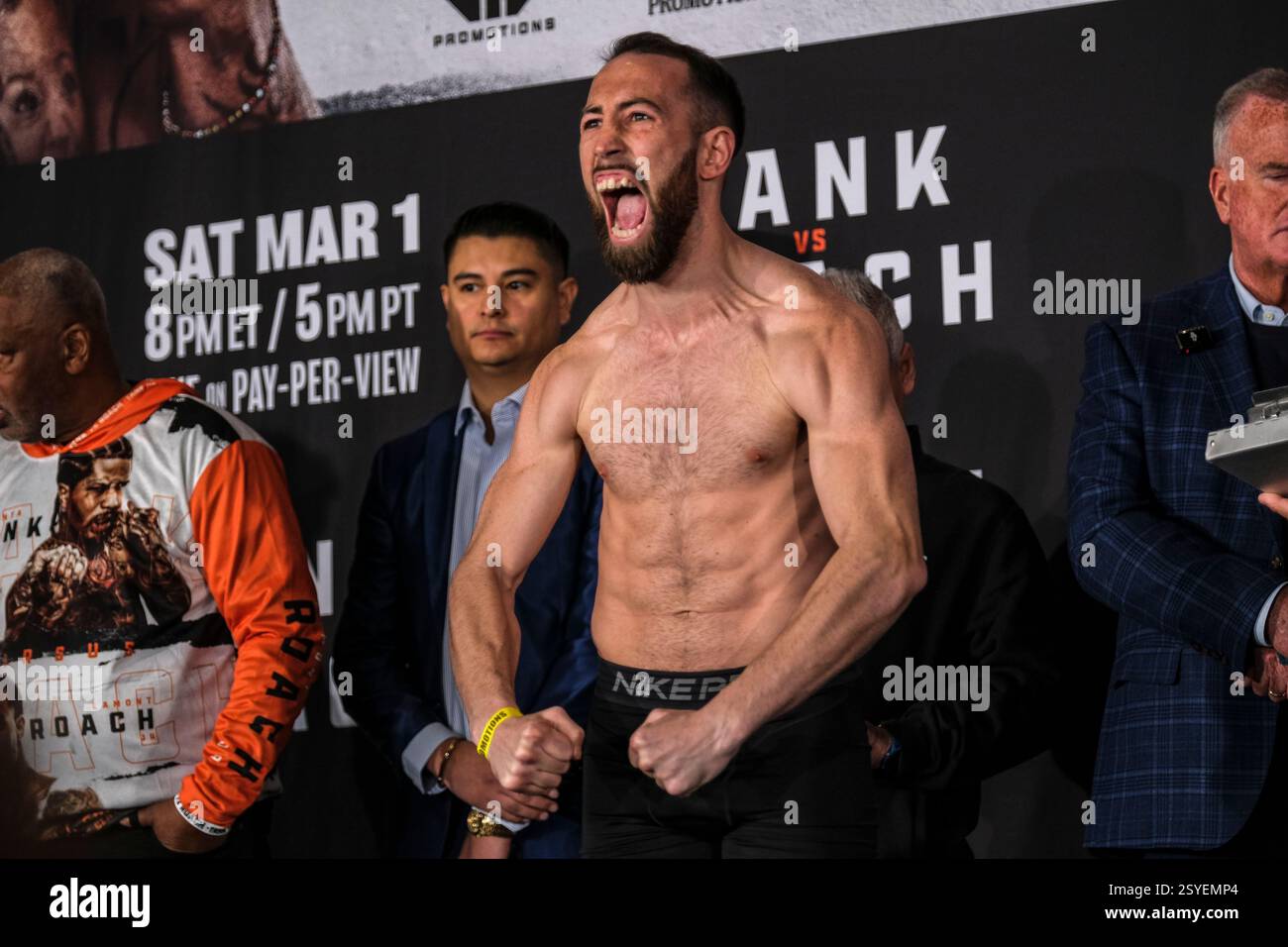 Brooklyn, New York, USA. 28th Feb, 2025. Sandor Martin steps on the ...