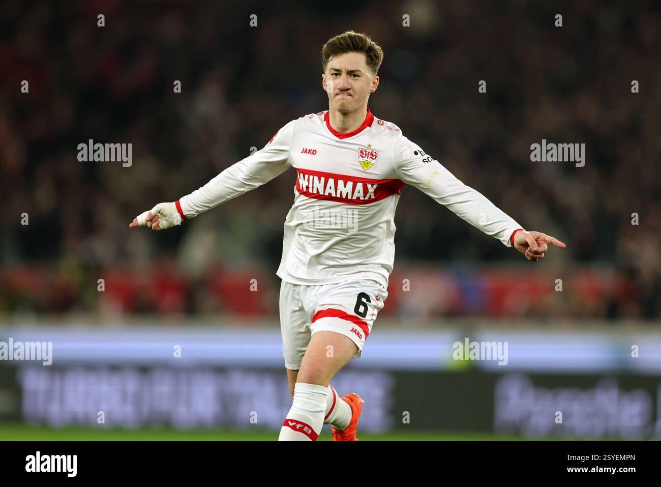 STUTTGART, GERMANY - FEBRUARY 28: Angelo Stiller of VFB Stuttgart ...