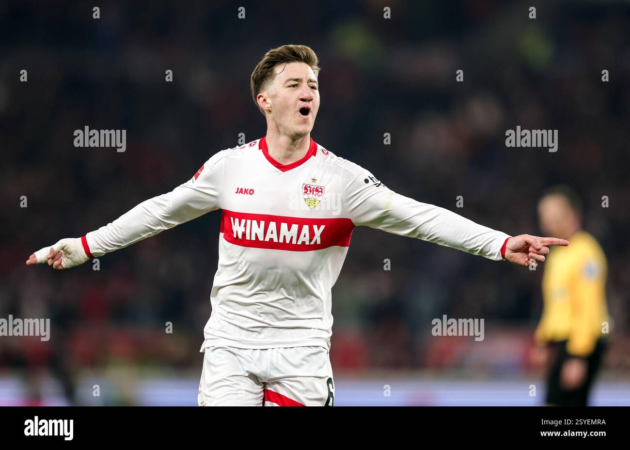 STUTTGART, GERMANY - FEBRUARY 28: Angelo Stiller of VFB Stuttgart ...