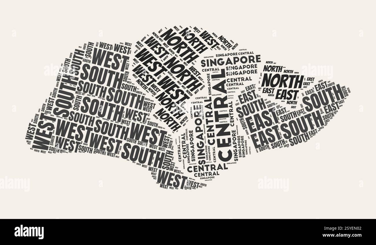 Singapore Word Cloud. Country with regions division. Singapore ...