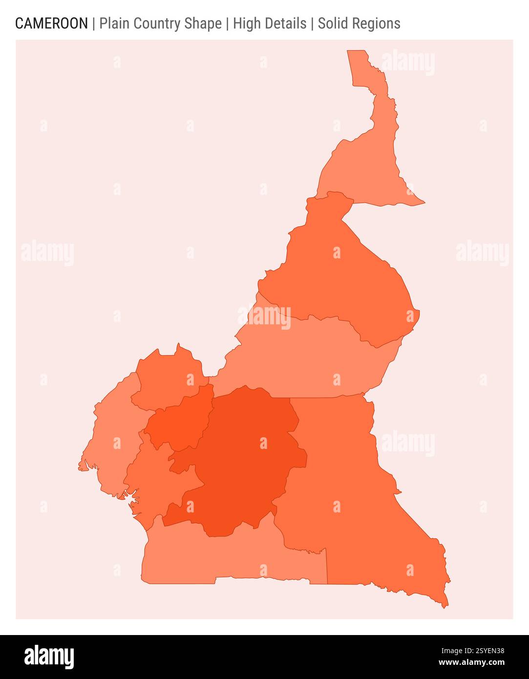 Cameroon plain country map. High details. Solid regions style. Shape of Cameroon. Vector ...