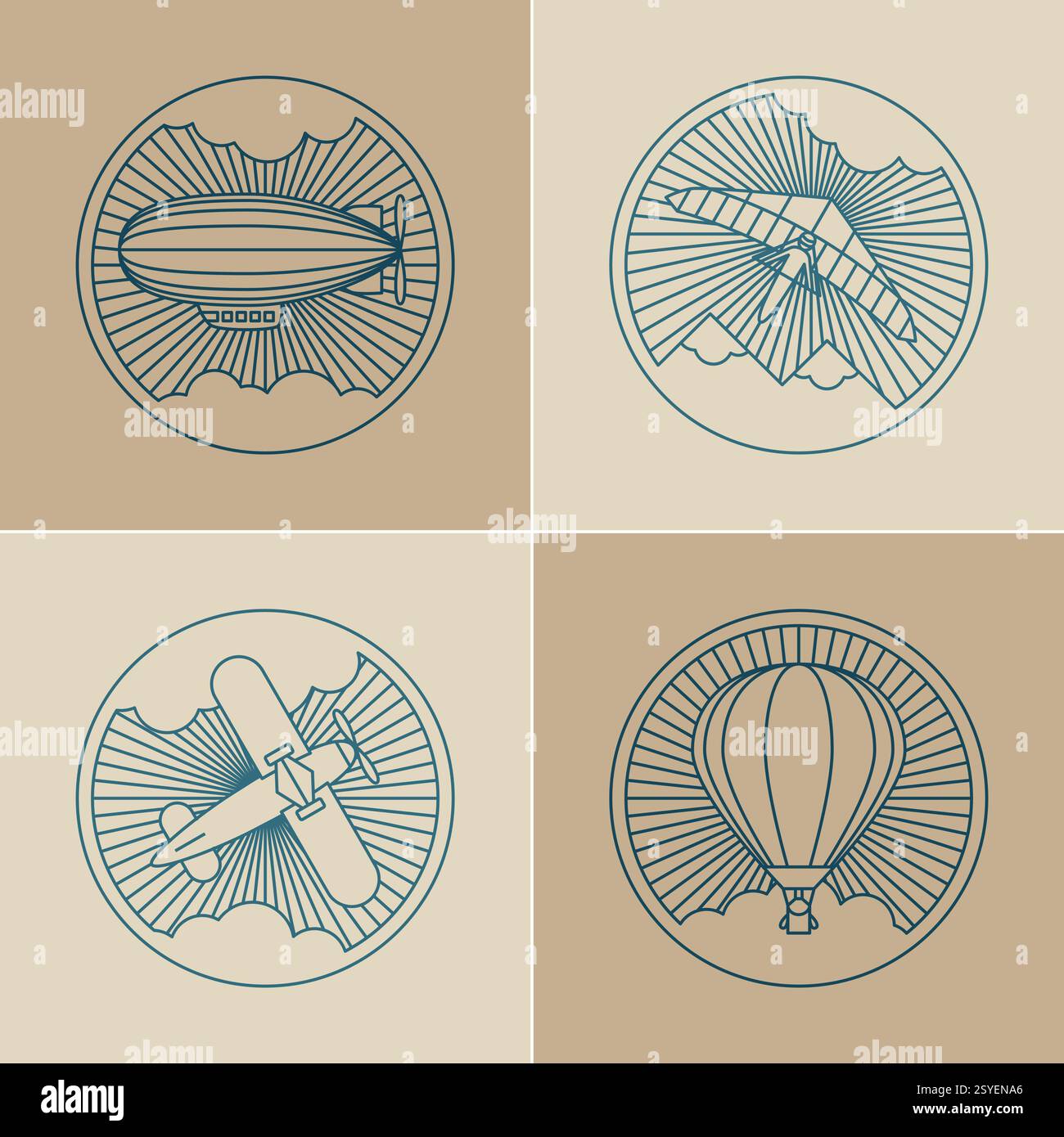 Set of round logo icons. Air transport and flying Stock Vector Image ...