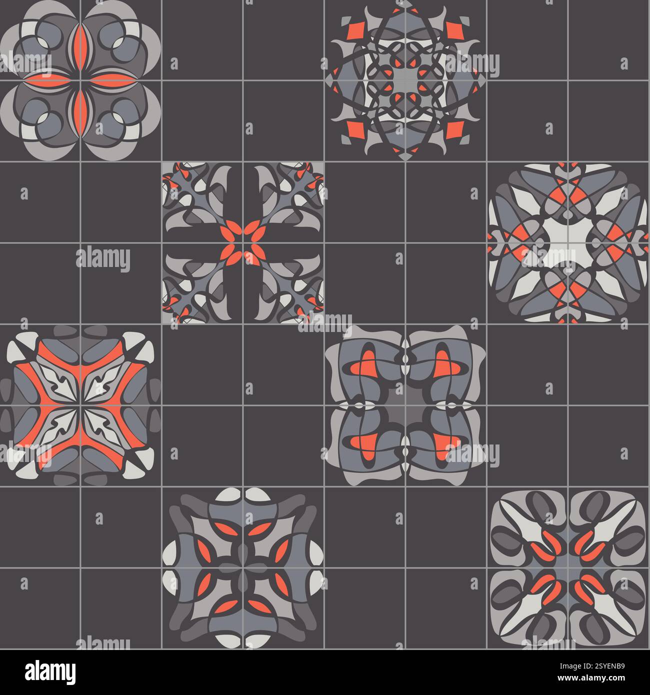 Antique floor tiles floral Stock Vector Images - Alamy