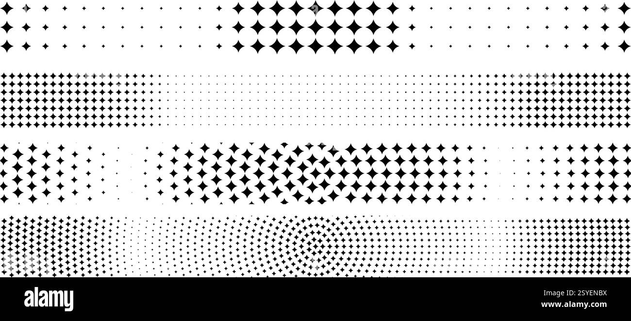 Halftone stars in varying sizes creating an abstract textured ...