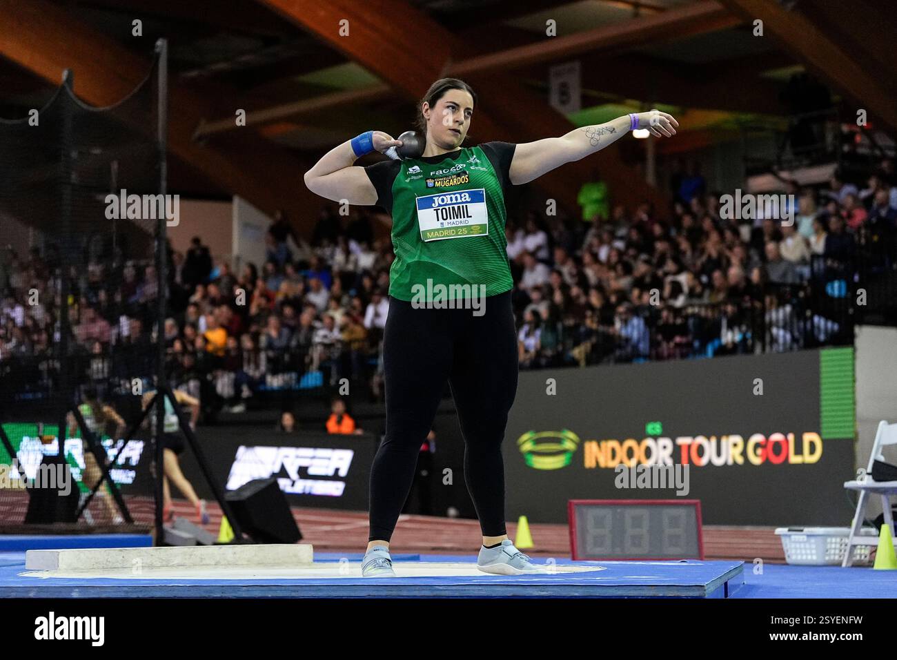 Maria Belen Toimil Fernandez of Spain competes in the Women's Shot Put ...