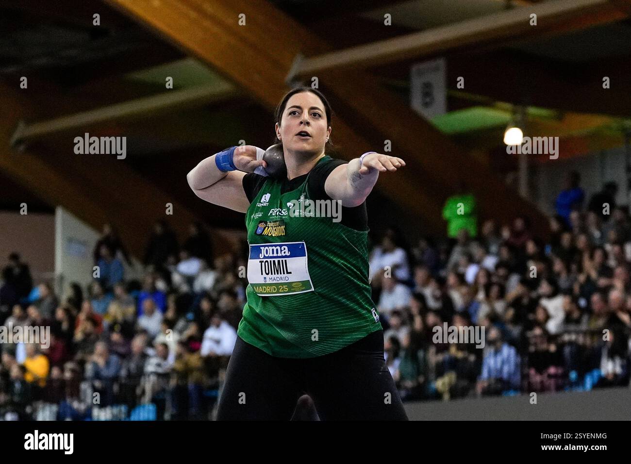 Maria Belen Toimil Fernandez of Spain competes in the Women's Shot Put ...