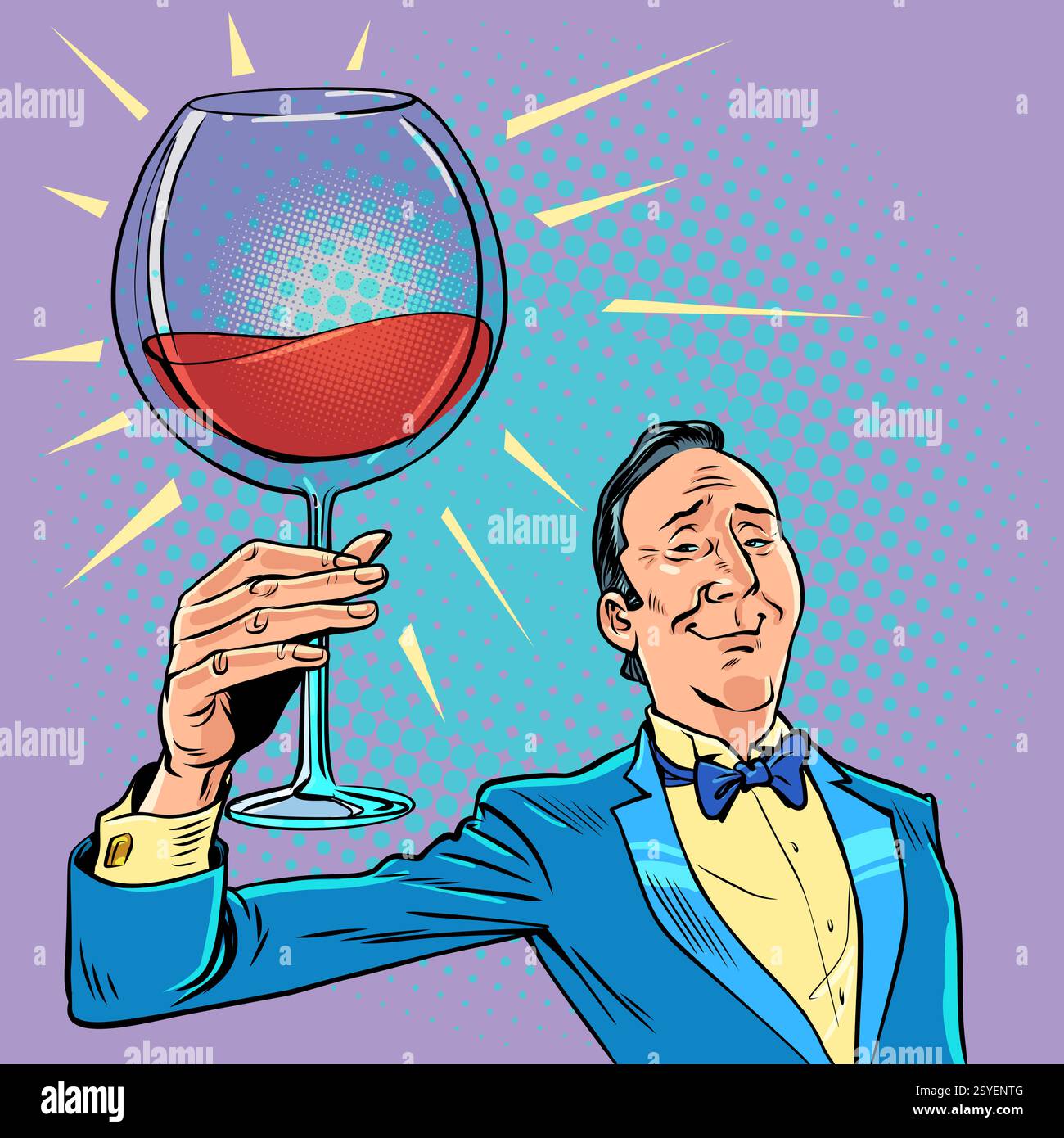 A man in a suit is an alcohol taster. A toast to the event. A smug ...