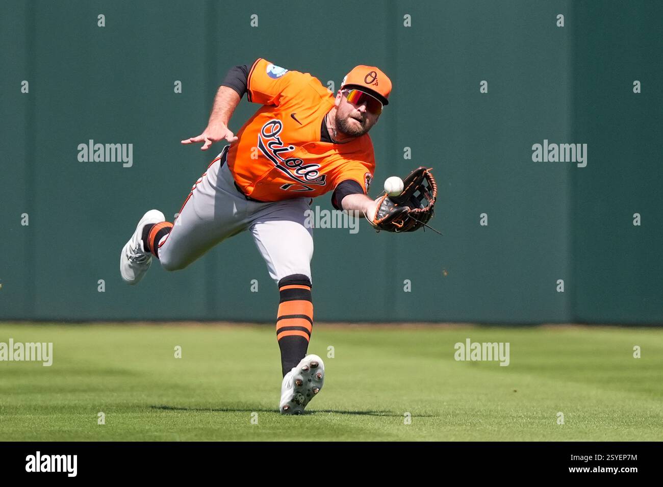 Baltimore Orioles center fielder Colton Cowser chases an outfield ...