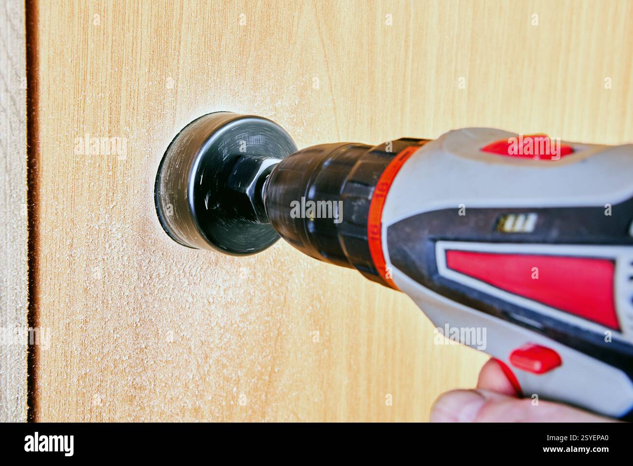 Drill bit creates hole in hi-res stock photography and images - Alamy