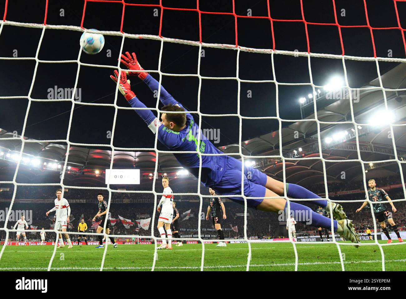 Stuttgart's Angelo Stiller scores past Munich goalkeeper Manuel Neuer ...