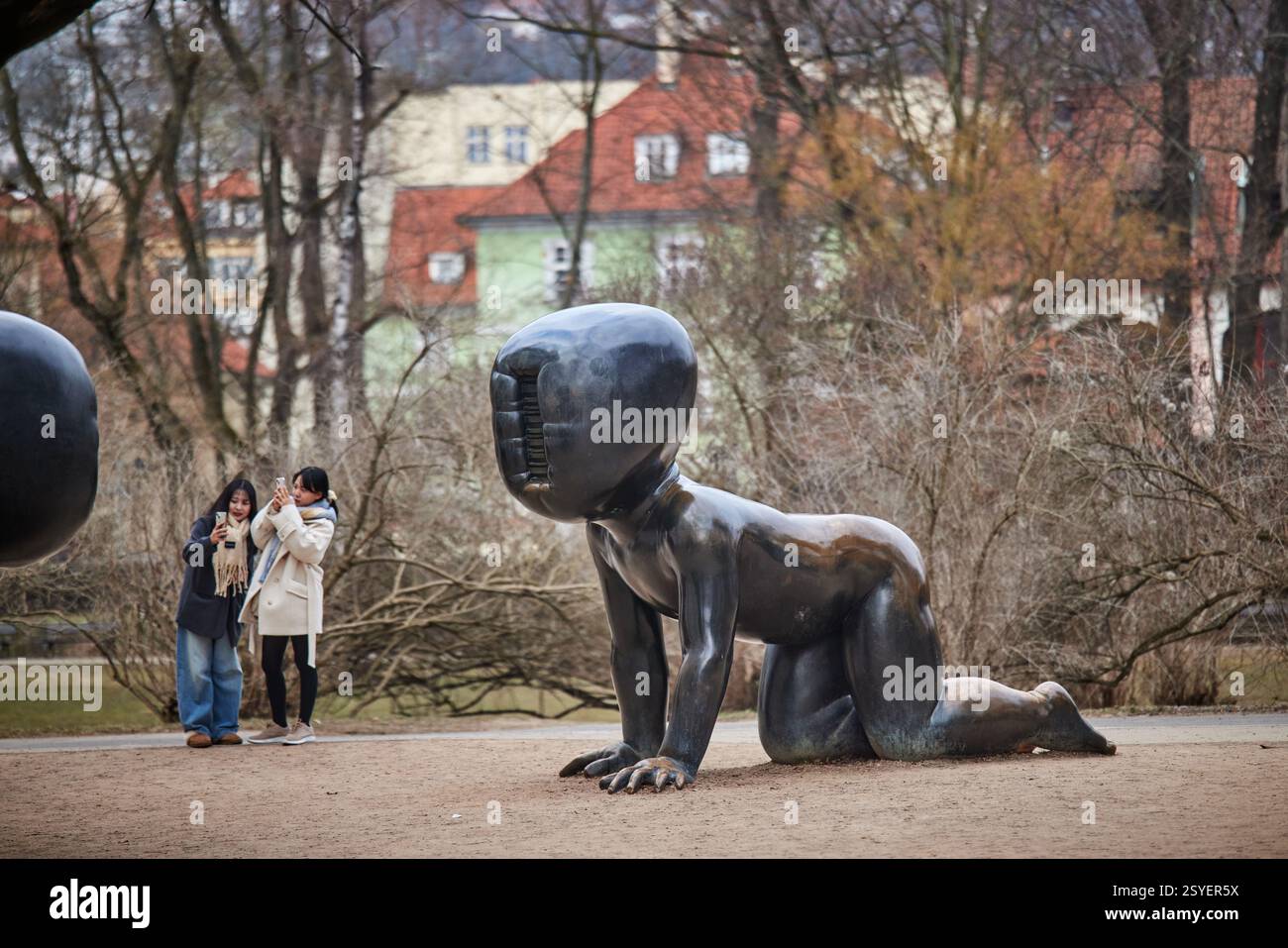 Prague, capital city Czech Republic, Crawling Babies sculptures by Czech artist David Černý ...