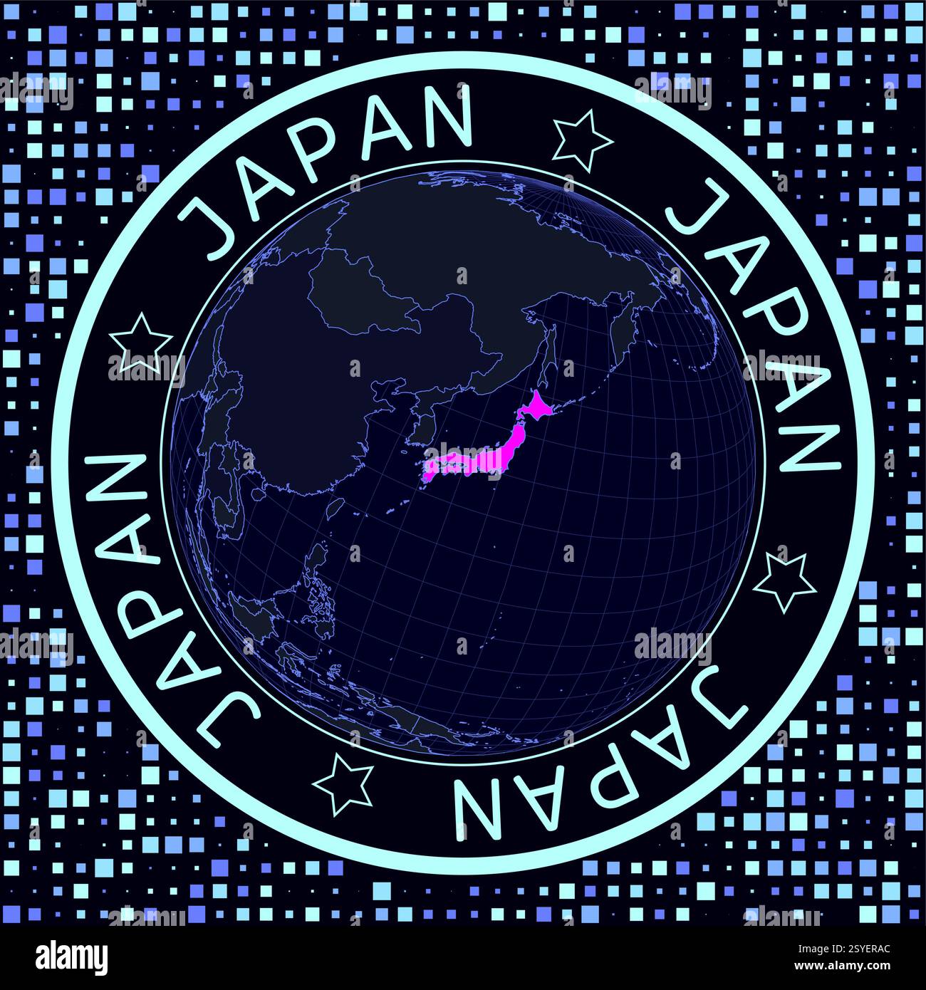 Japan on globe vector. Futuristic satellite view of the world centered ...