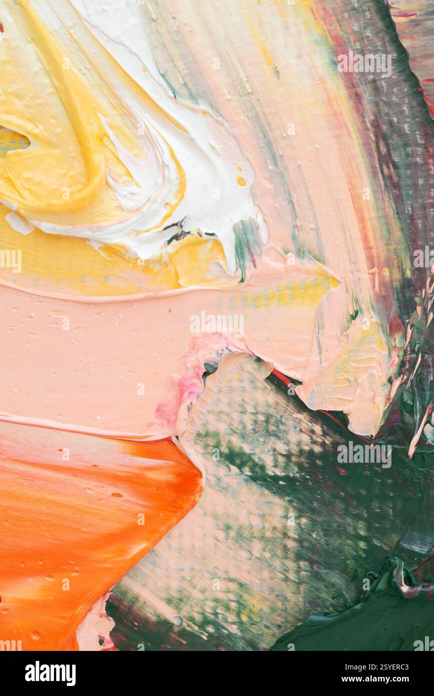 Colorful oil painting fragments created with a palette knife featuring ...