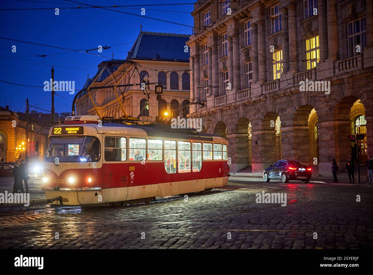 Prague, capital city Czech Republic, Tatra T3R.PLF 8295 route 22 ...