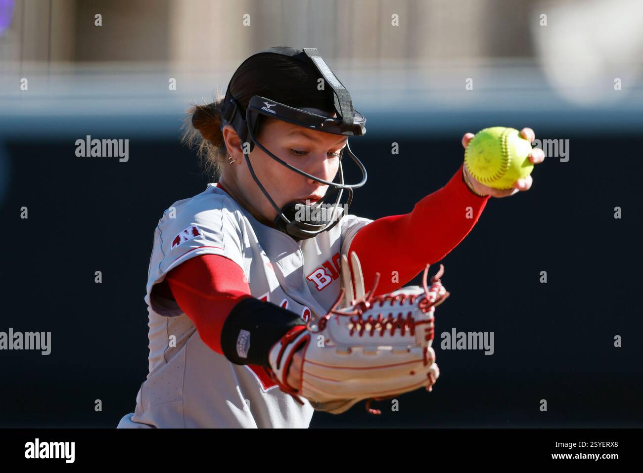 Nebraska pitcher Hannah Camenzind delivers to a South Dakota State ...