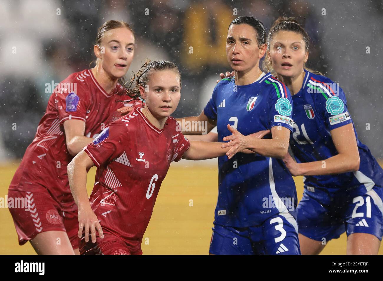 Spezia, Italy, 25th February 2025. Josefine Hasbo of Denmark tussles ...