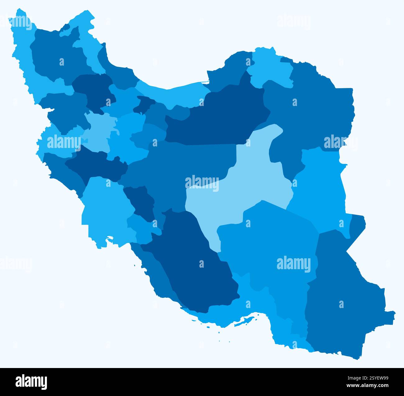 Map of Iran with regions. Just a simple country border map with region ...