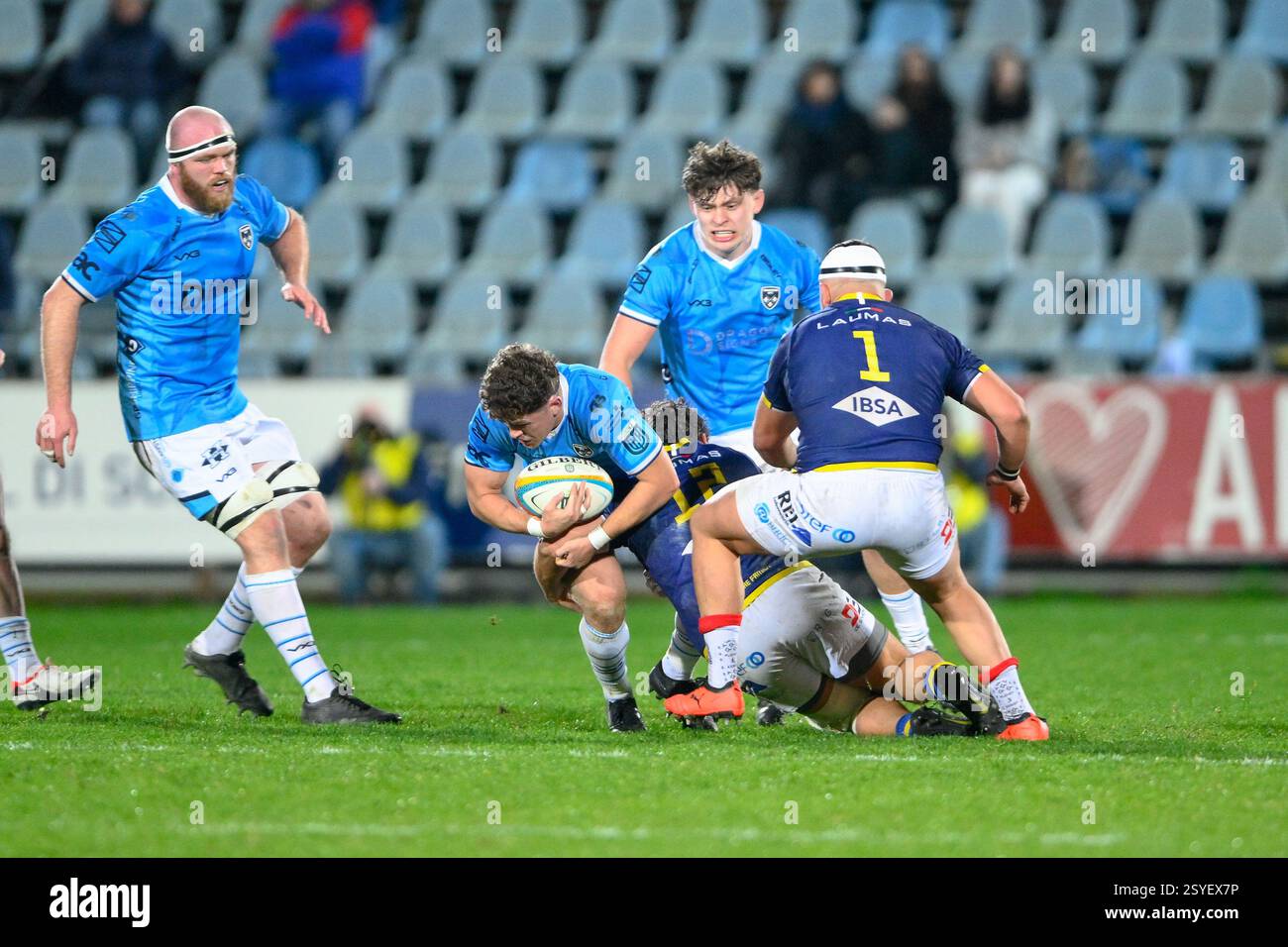 Parma, Italy. 28th Feb, 2025. Will Reed ( Dragons RFC ) during Zebre ...