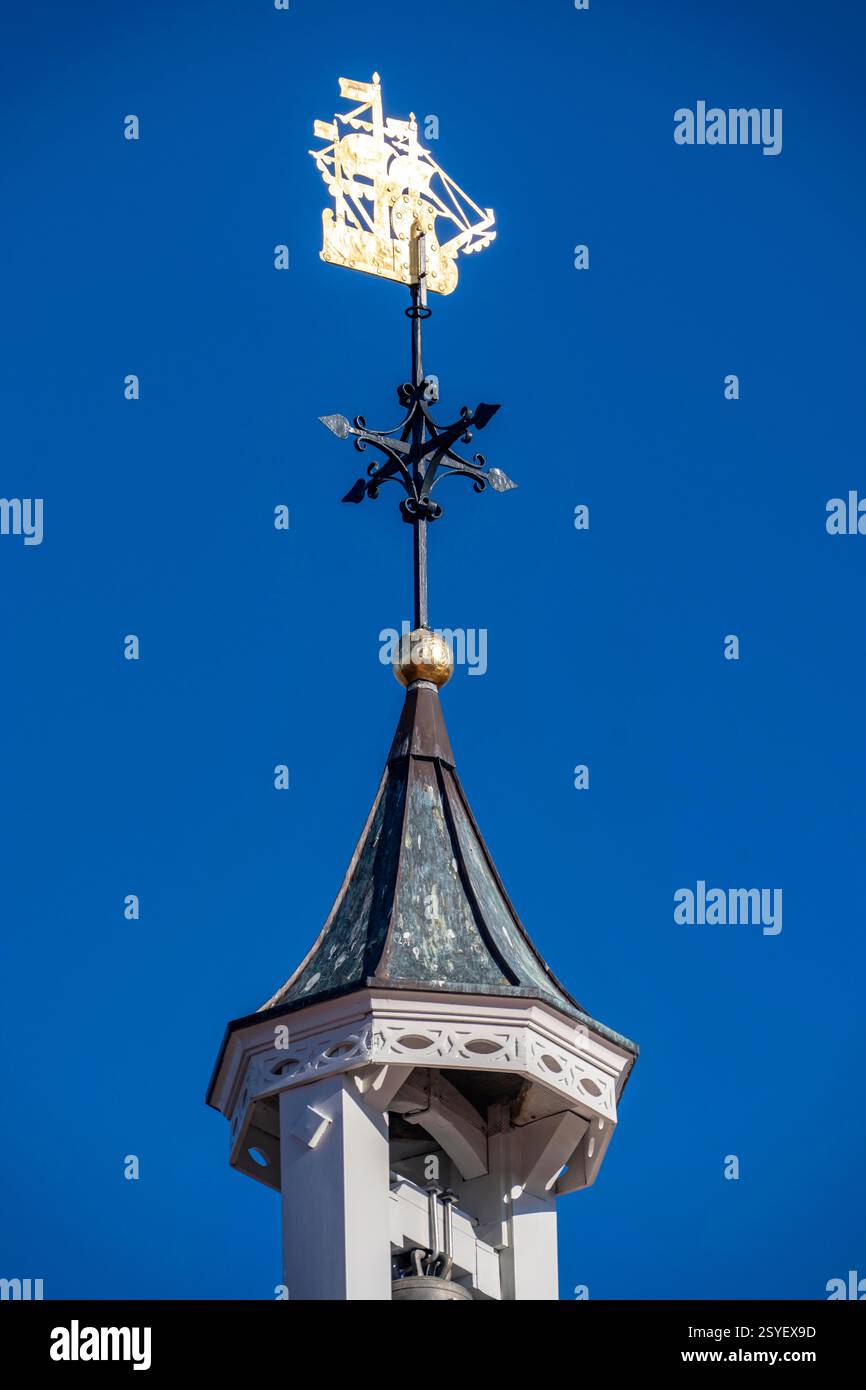 The town of Greetsiel, municipality of Krummhörn, weathervane from 1730, three-master sailing ...