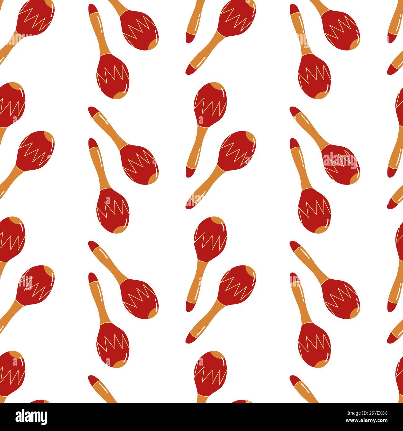 Pattern of decorative maracas on a white background showcasing vibrant ...