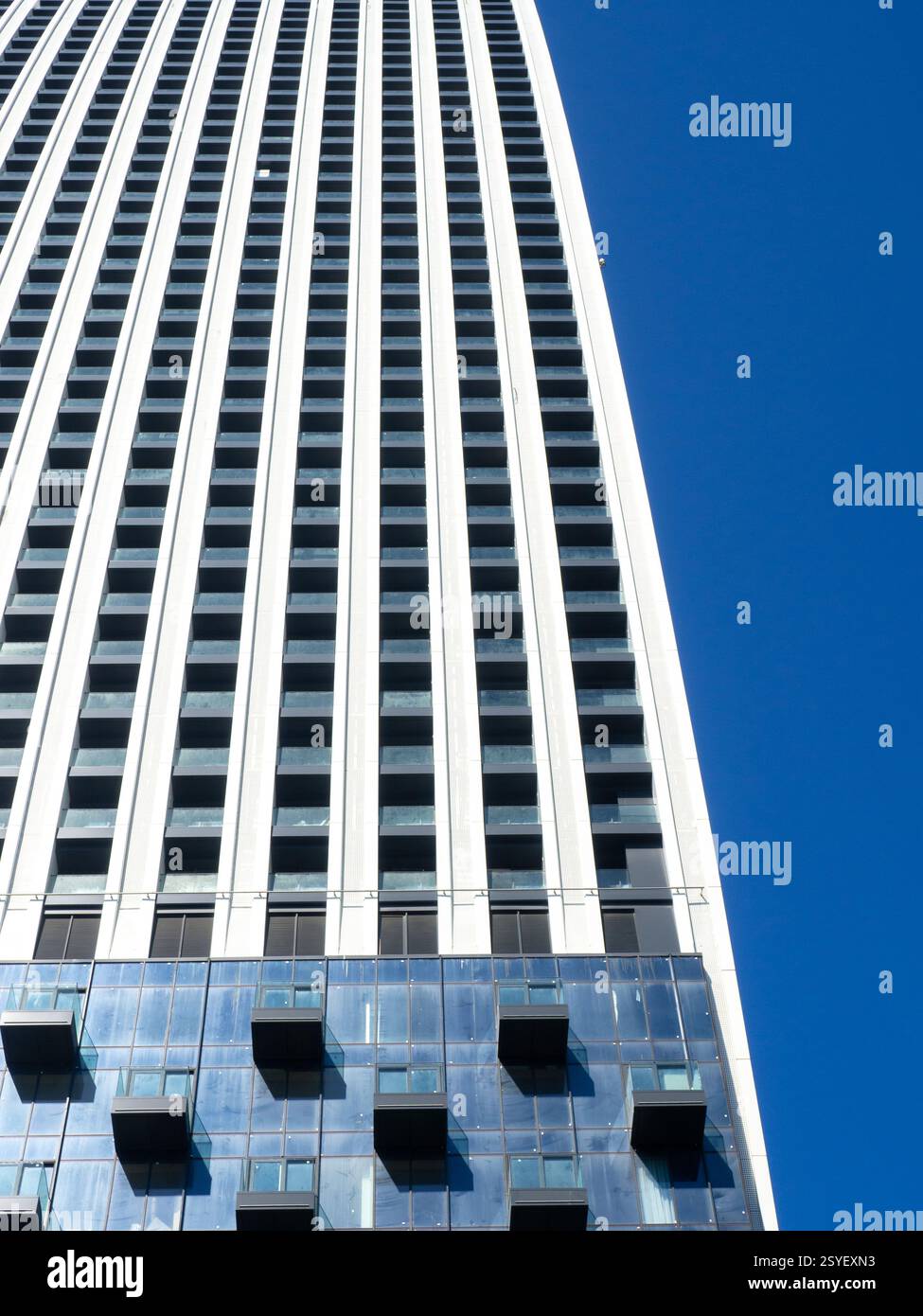 Facade of a modern multi-storey building. Balconies of a high-rise ...