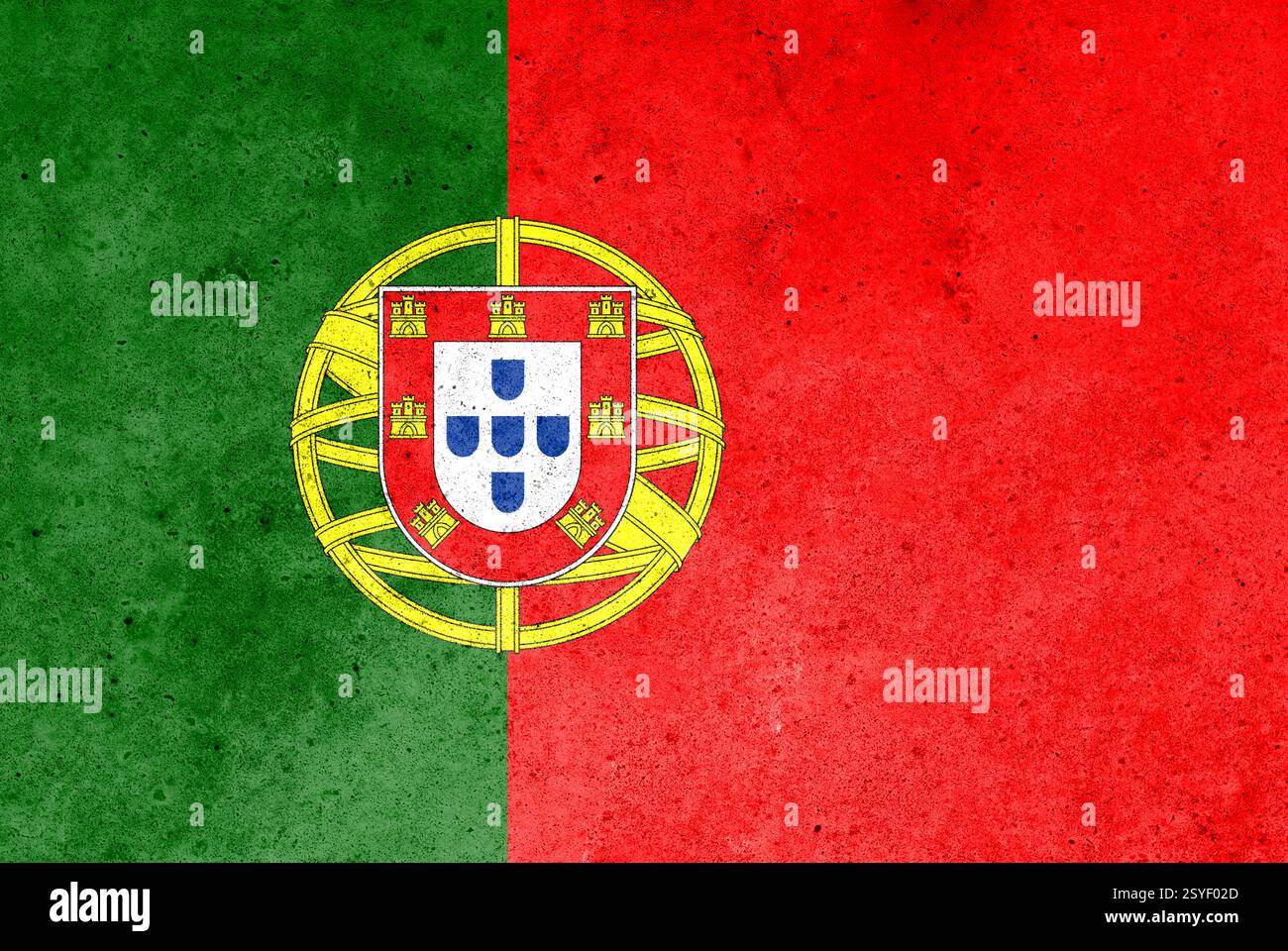 Flag of Portugal painted on the concrete wall Stock Photo - Alamy